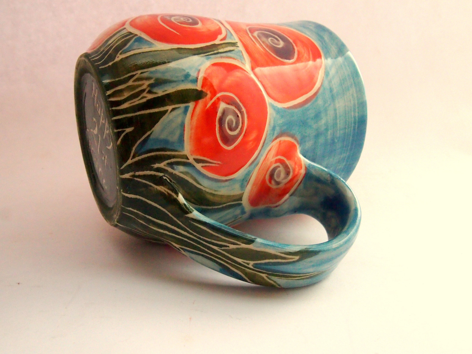 Coffee Mug Red Flower Mug Red Poppies Stoneware Mug Australian - Etsy