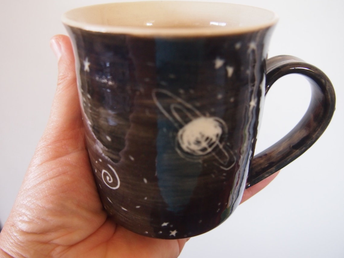 Coffee Mug Black Starry Night Sky Pattern Moon Mug Planet - Etsy Australia