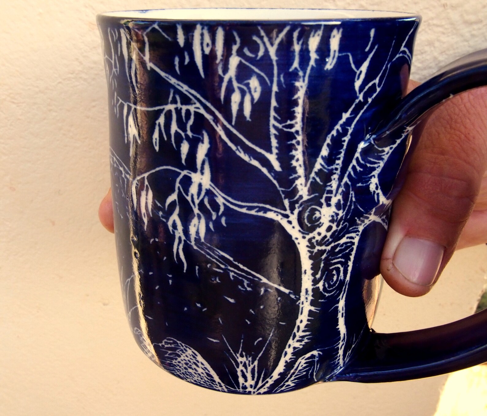 Large Handmade and Hand Decorated Coffee Mug Royal Cobalt Blue ...