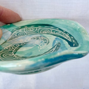 Spoon Rest Aquamarine With Ocean Waves Design - Chef Cooking Utensil ...