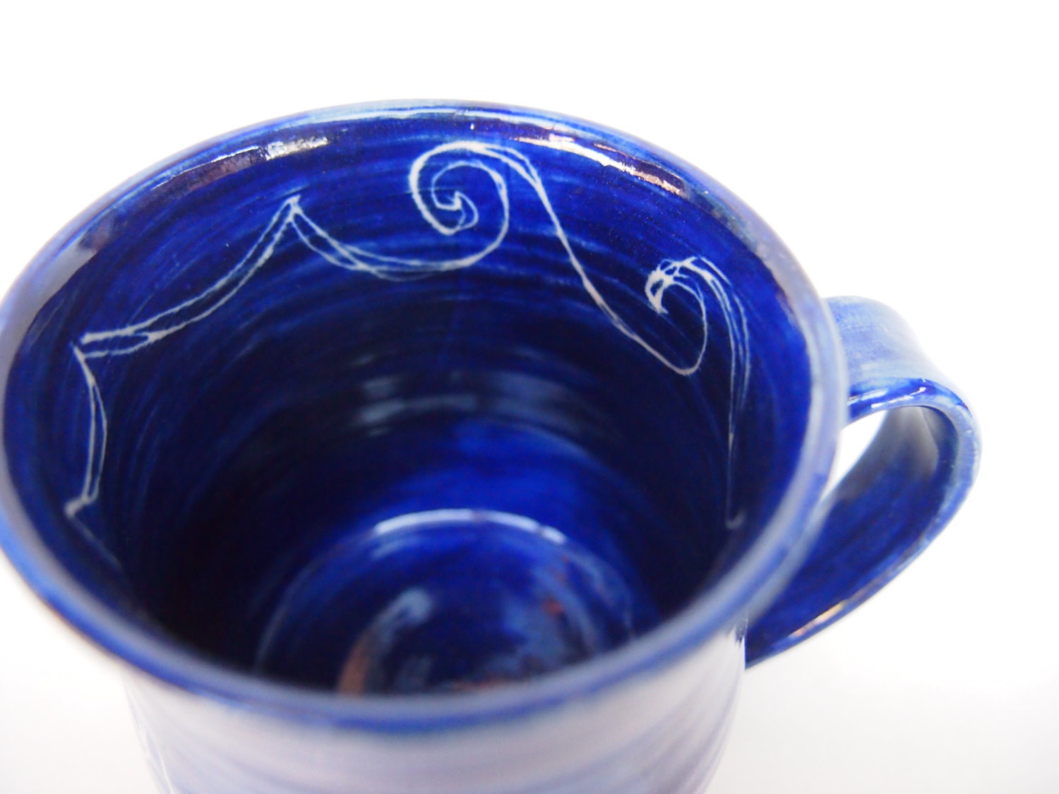 Unique Coffee Mug Ocean Waves Pattern Cup Royal Blue White - Etsy