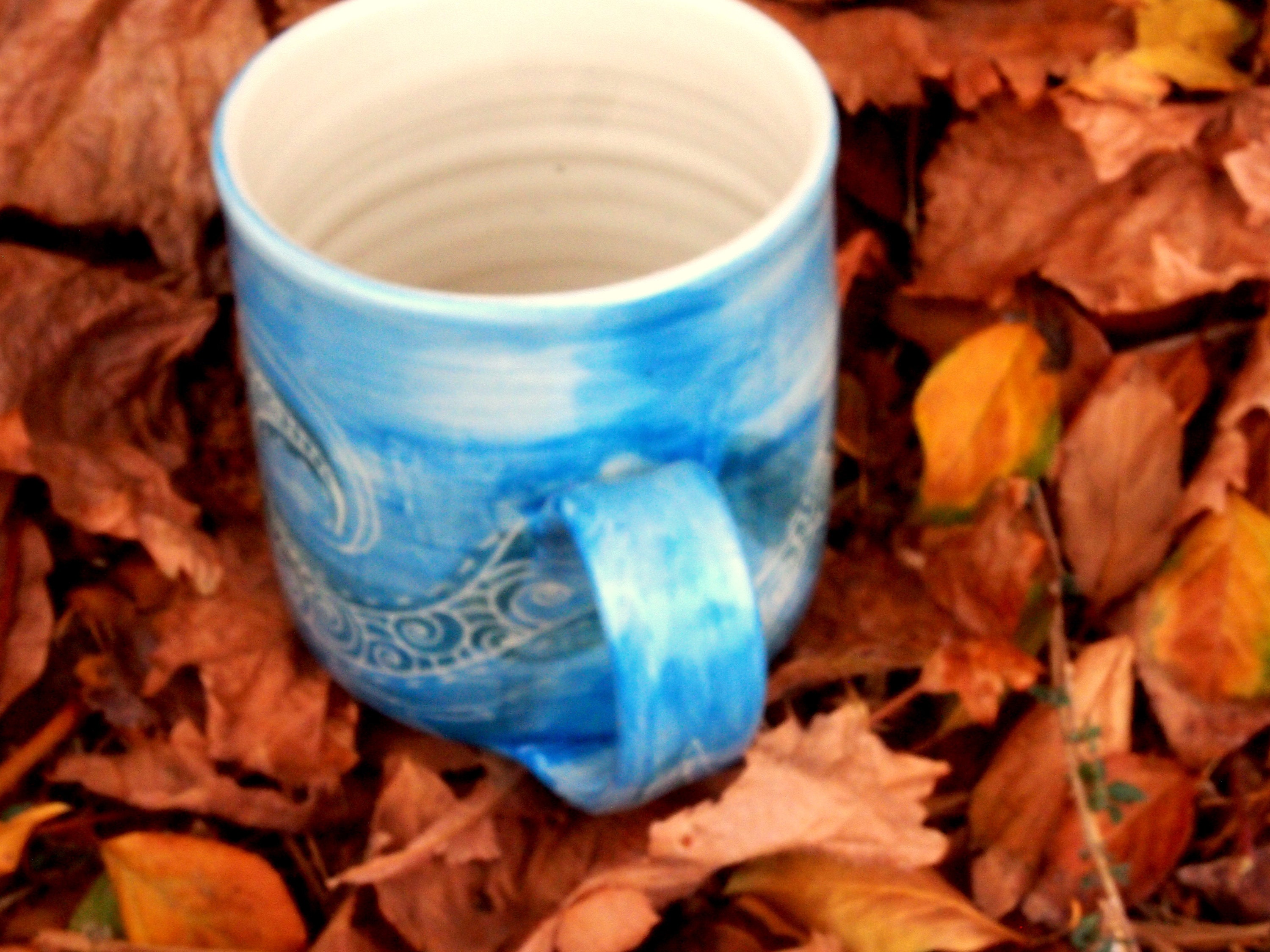 Unique Coffee Mug Sky Blue Stoneware Mug Ocean Waves Mug Blue | Etsy