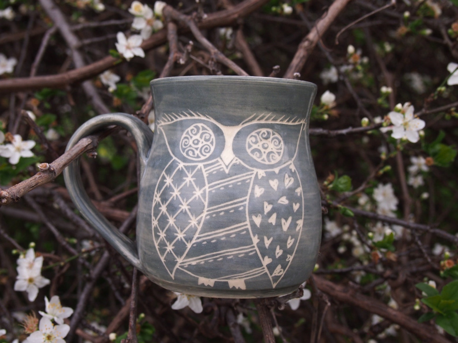 Unique Coffee Mug Handmade Coffee Mug Owl Mug Grey Owl - Etsy