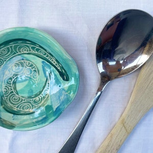 Spoon Rest Aquamarine With Ocean Waves Design - Chef Cooking Utensil ...
