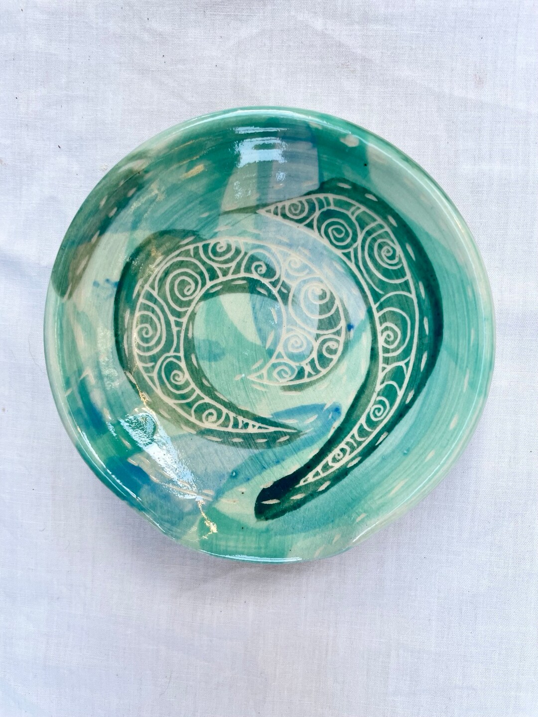 Spoon Rest Aquamarine With Ocean Waves Design - Chef Cooking Utensil ...