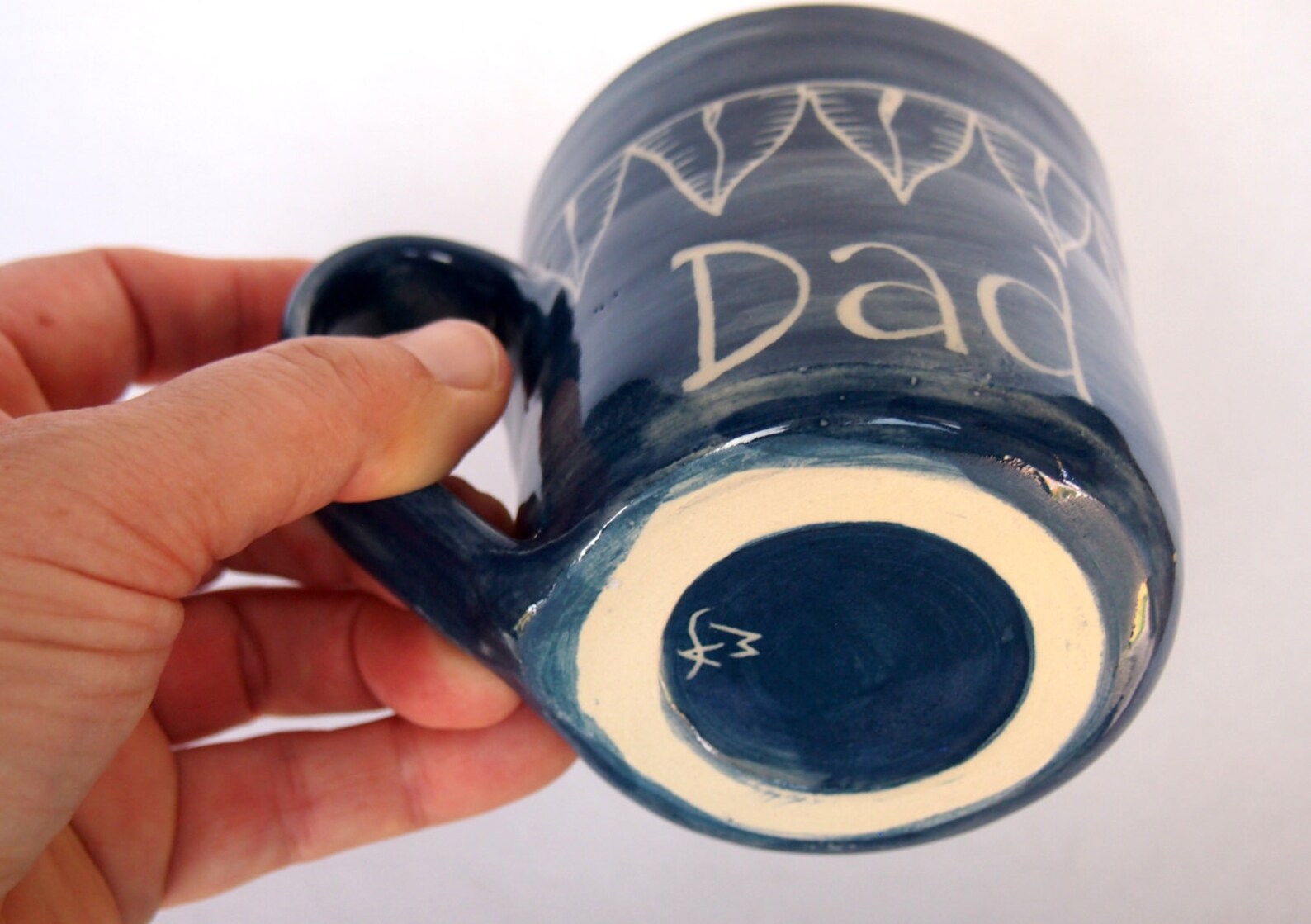 Dad DAD Mug Handmade and Hand Decorated Coffee Mug Denim Blue - Etsy