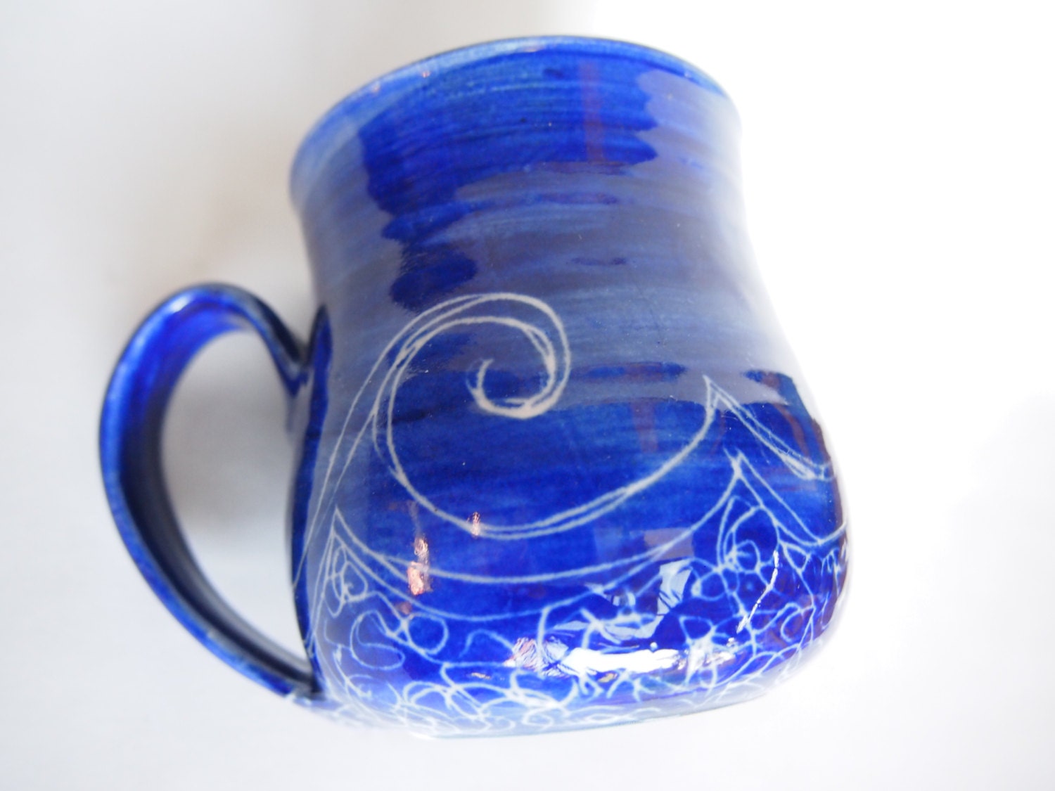 Unique Coffee Mug Ocean Waves Pattern Cup Royal Blue White - Etsy