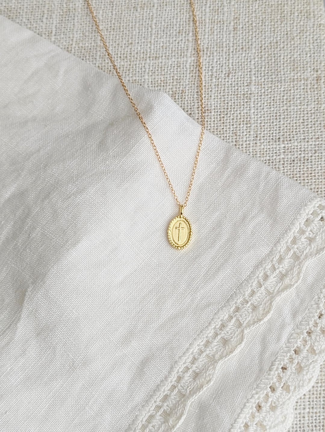 Gold-filled Oval Cross Necklace: Christian Heirloom Jewelry - Etsy
