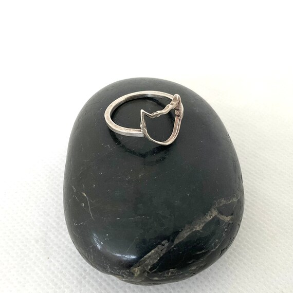 Vintage Sterling Silver Cat Face Ring - Animal Jewell… - Gem