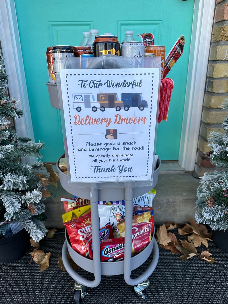 Delivery Driver Snack & Drink Sign, Mail Carrier, Essential Worker Sign ...