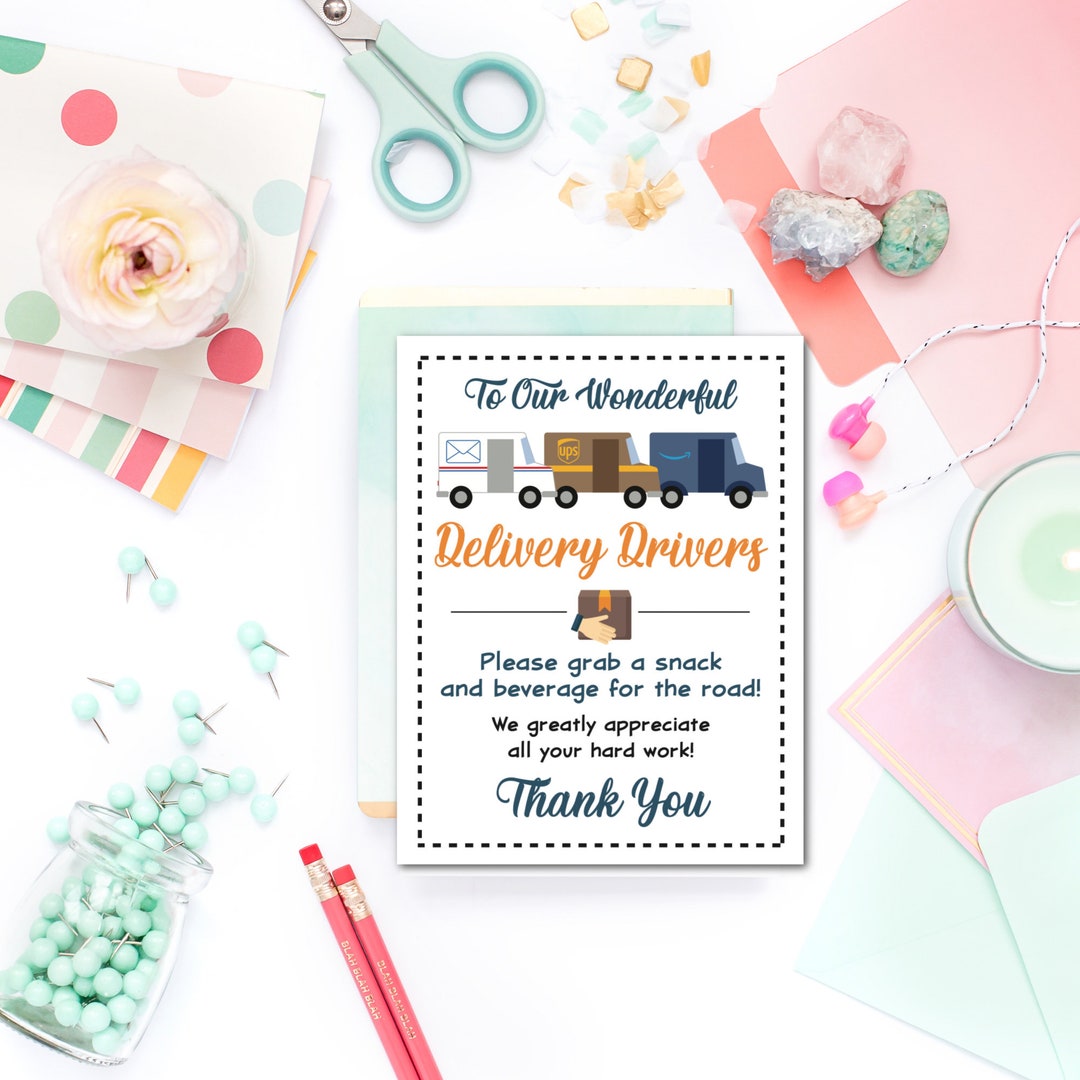 Delivery Driver Snack & Drink Sign, Mail Carrier, Essential Worker Sign ...