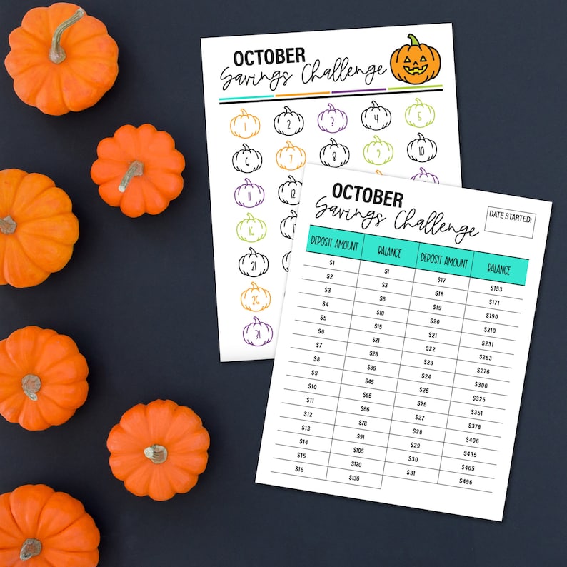 October Savings Challenge, October Savings, Savings Tracker, Printable ...