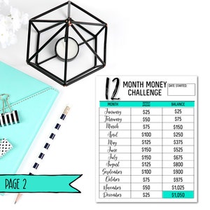 12 Month Money Challenge, Monthly Money Savings Challenge, Saving Money ...