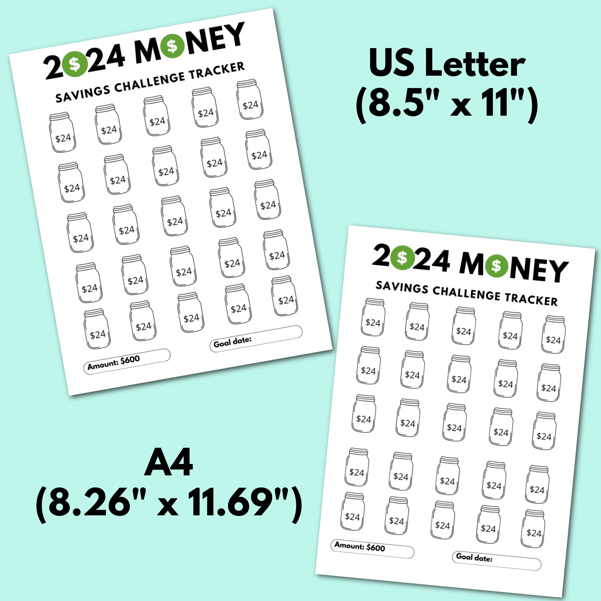 2024 Challenge Savings Tracker, 2024 Savings Tracker, Printable Savings Tracker, Money Saving ...