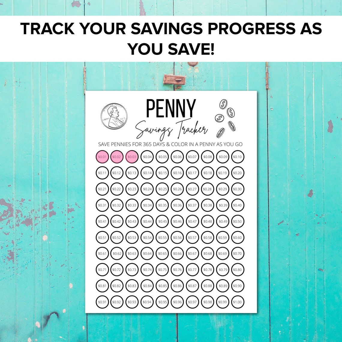 Penny Challenge, Penny Challenge Tracker, Savings Tracker, Money Saving ...