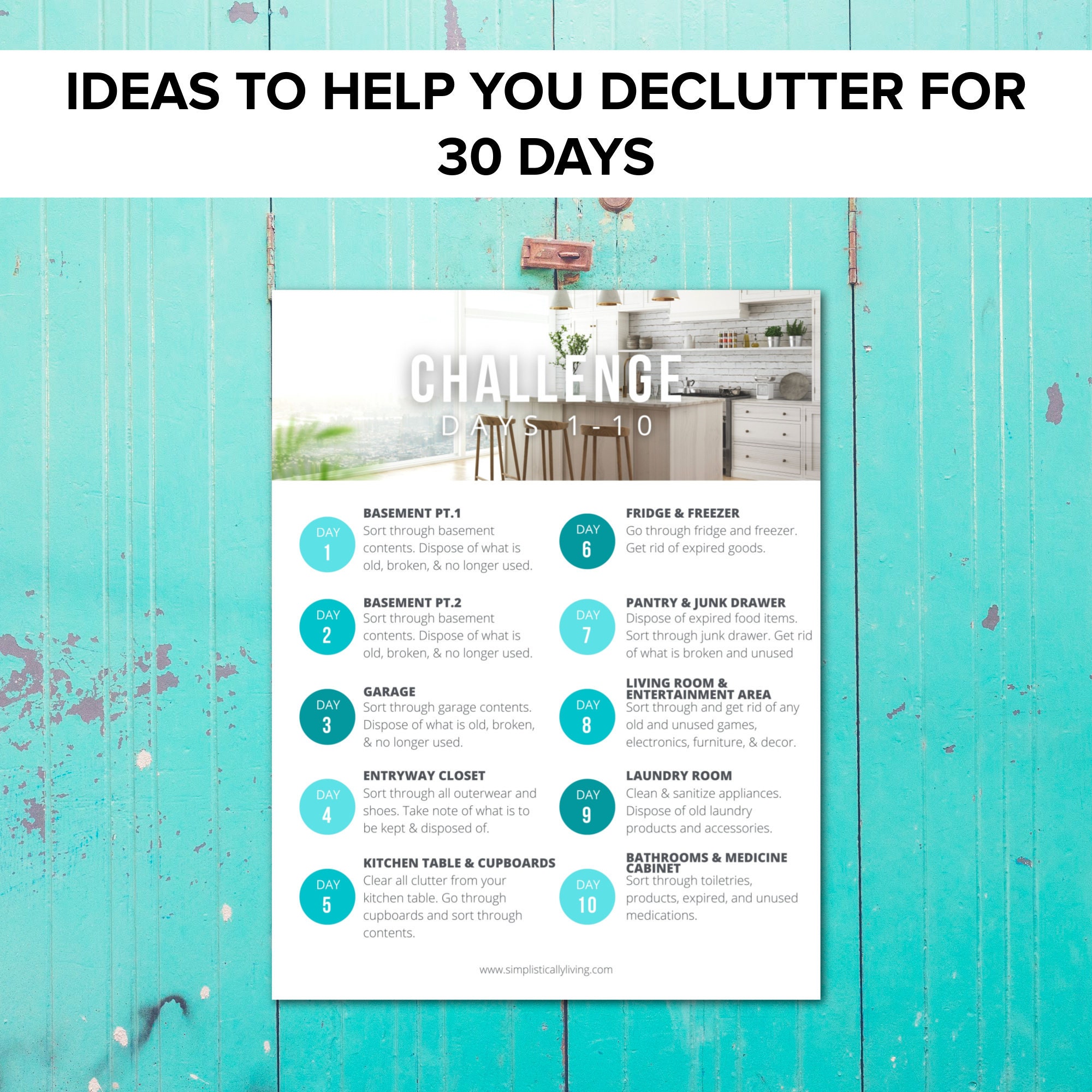 30 Day Declutter Challenge, Declutter Printable,declutter Checklist ...