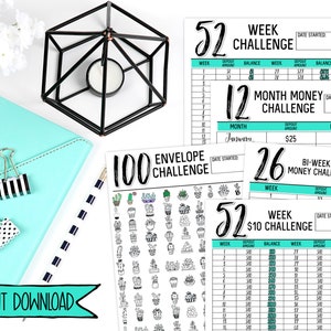 Money Saving Challenge Bundle, Printable Money Savings Challenge ...