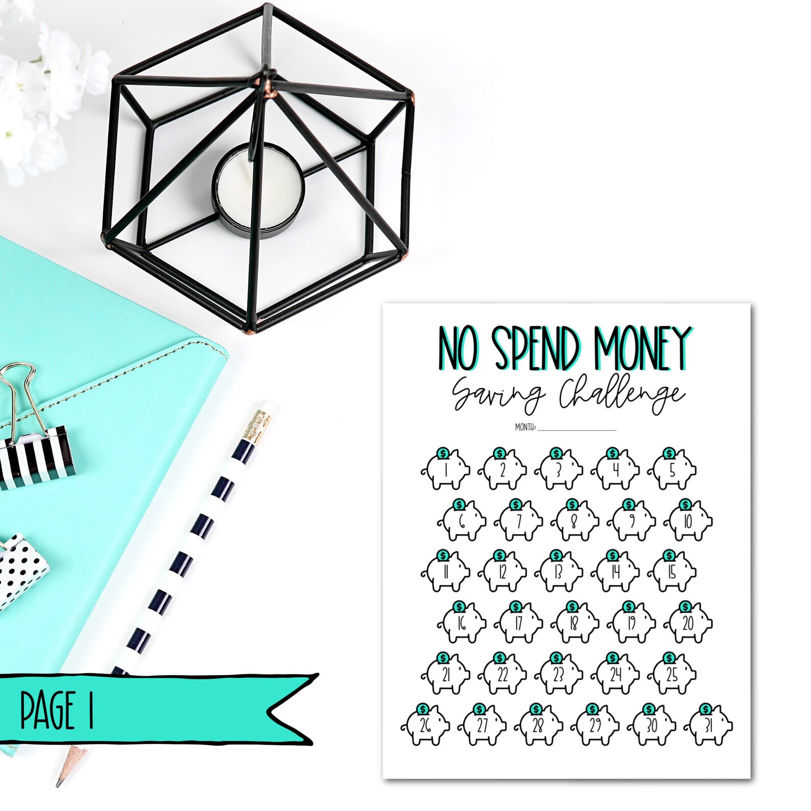 January No Spend Challenge, No Spend Challenge Printable, No Spend ...