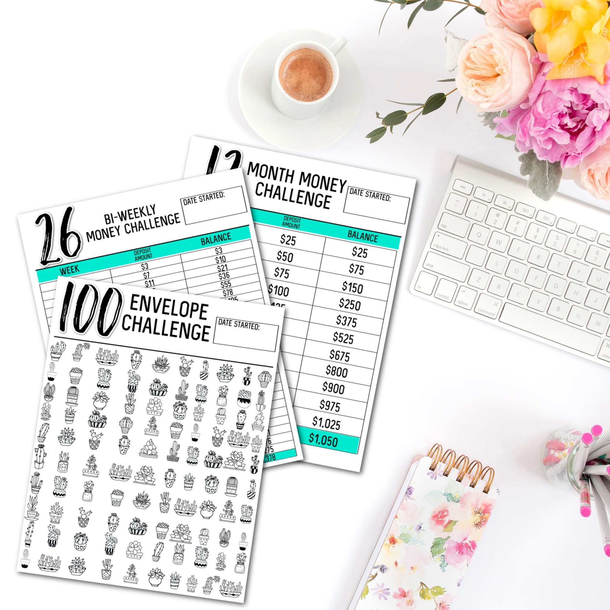 Money Saving Challenge Bundle, Printable Money Savings Challenge ...