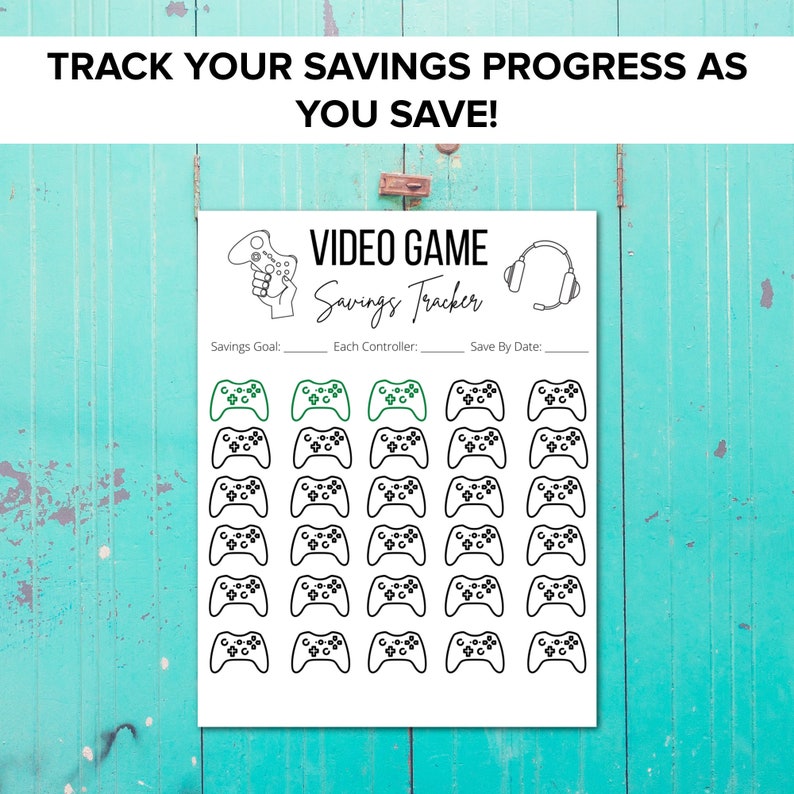 Video Game Savings Tracker, Game Savings Tracker, Kids Savings Tracker ...