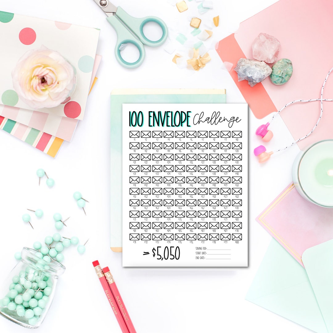 100 Envelope Challenge Printable, Money Saving Challenge, Savings ...