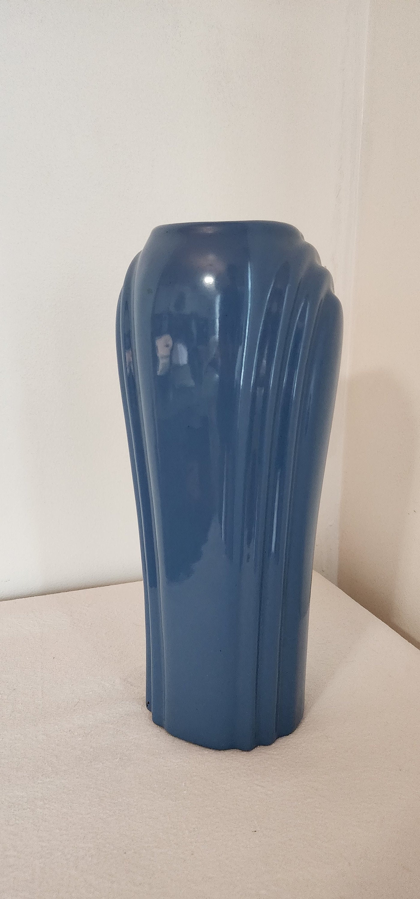 Vintage 1980s Harris Potteries 14.5 Tall Periwinkle Blue Art Deco ...