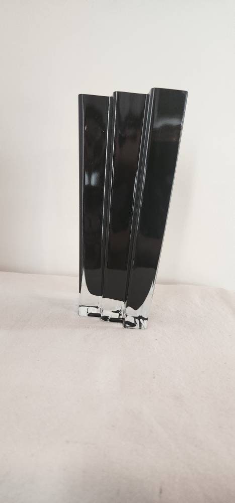 Tall MCM High Gloss Black Geometric Vase - Etsy