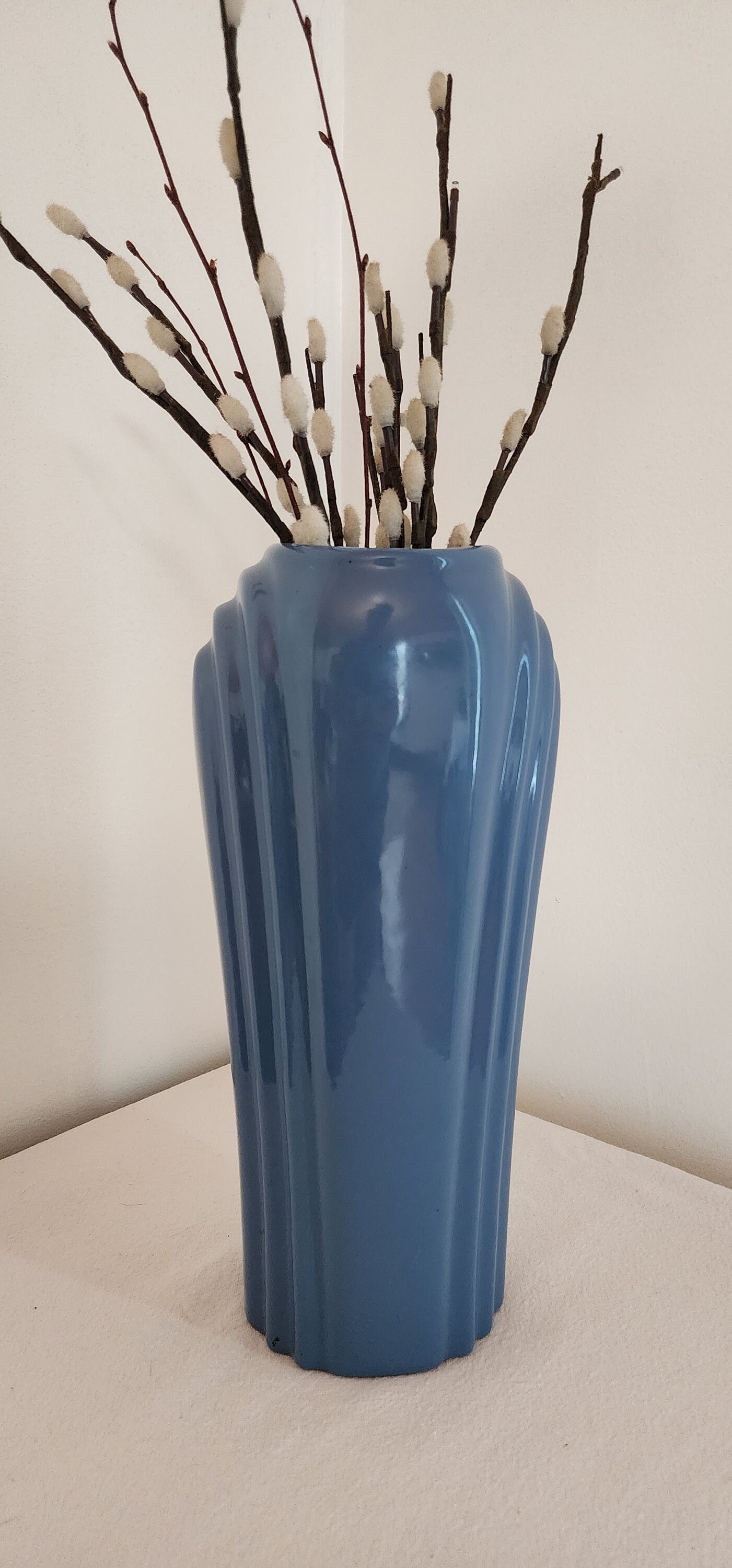 Vintage 1980s Harris Potteries 14.5 Tall Periwinkle Blue Art Deco ...