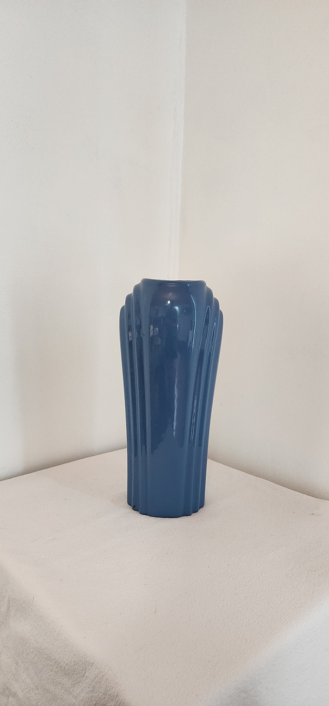 Vintage 1980s Harris Potteries 14.5 Tall Periwinkle Blue Art Deco ...