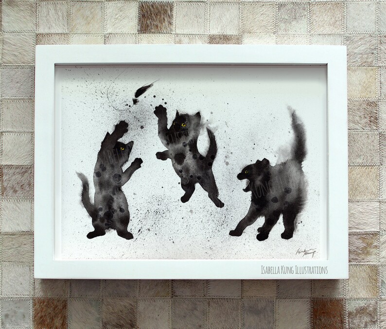 Cat Inklings No.12 Art Print, Black Cat Ink Painting - Etsy