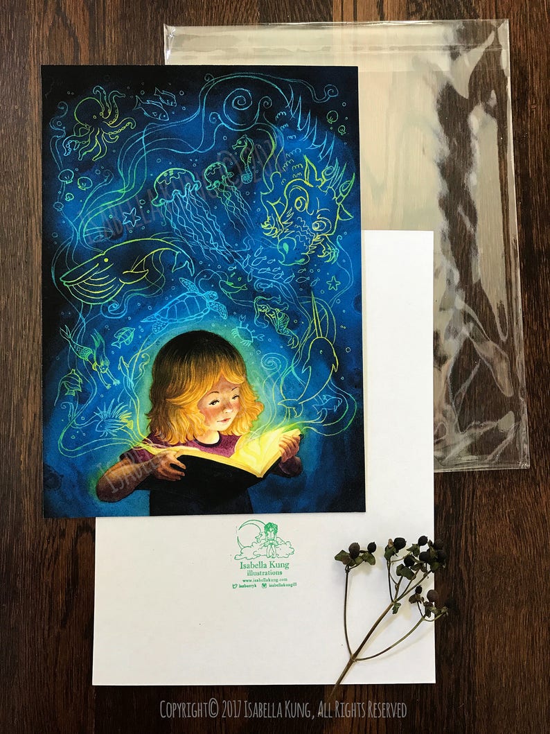 Magical Read Illustration Archival Art Print 9x12 - Etsy