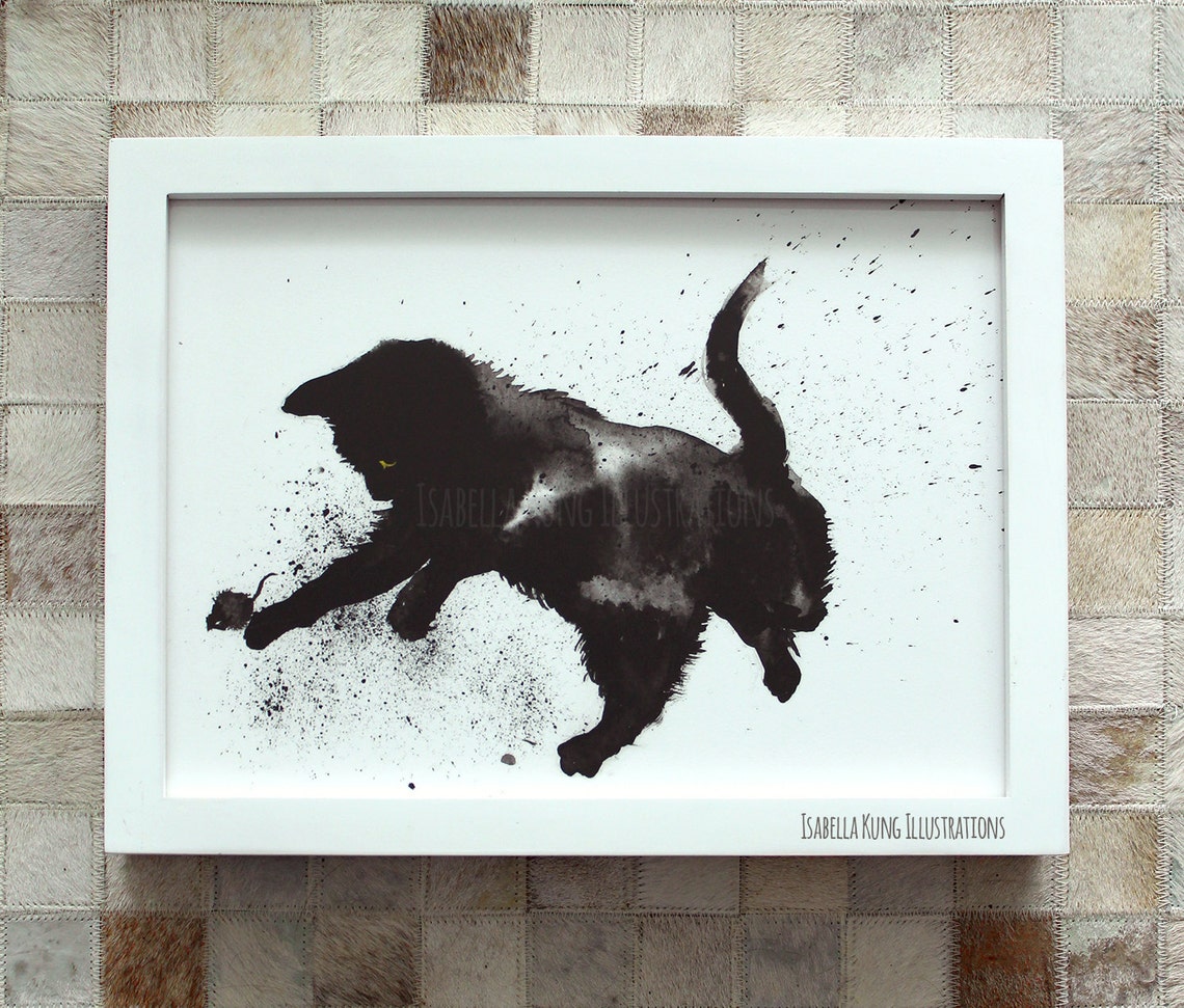 Cat Inklings No.1 Art Print, Black Cat Ink Painting - Etsy
