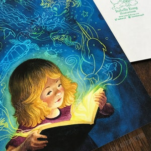 Magical Read Illustration Archival Art Print 9x12 - Etsy
