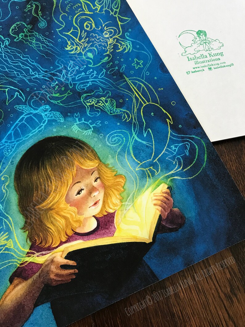 Magical Read Illustration Archival Art Print 9x12 - Etsy