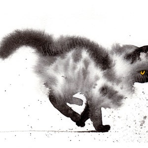 Cat Inklings No.30 Art Print Black Cat Ink Painting - Etsy