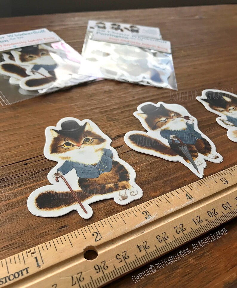 Dapper Cat Vinyl Stickers set of 3 - Etsy