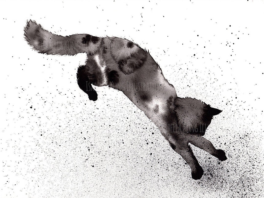 Cat Inklings No.10 Art Print Black Cat Ink Painting - Etsy
