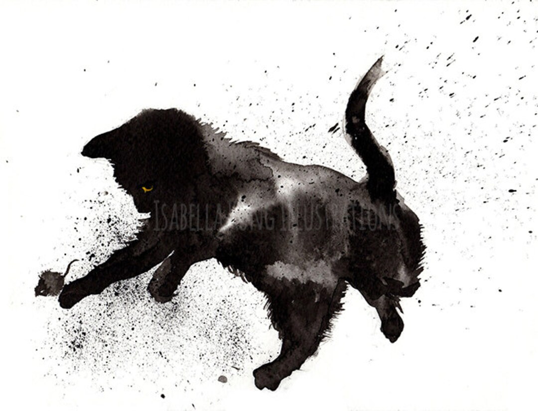 Cat Inklings No.1 Art Print, Black Cat Ink Painting - Etsy