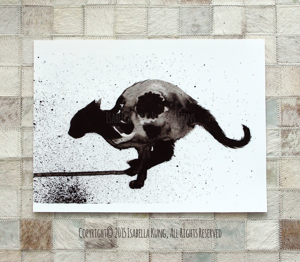 Cat Inklings No.4 Art Print, Black Cat Ink Painting - Etsy
