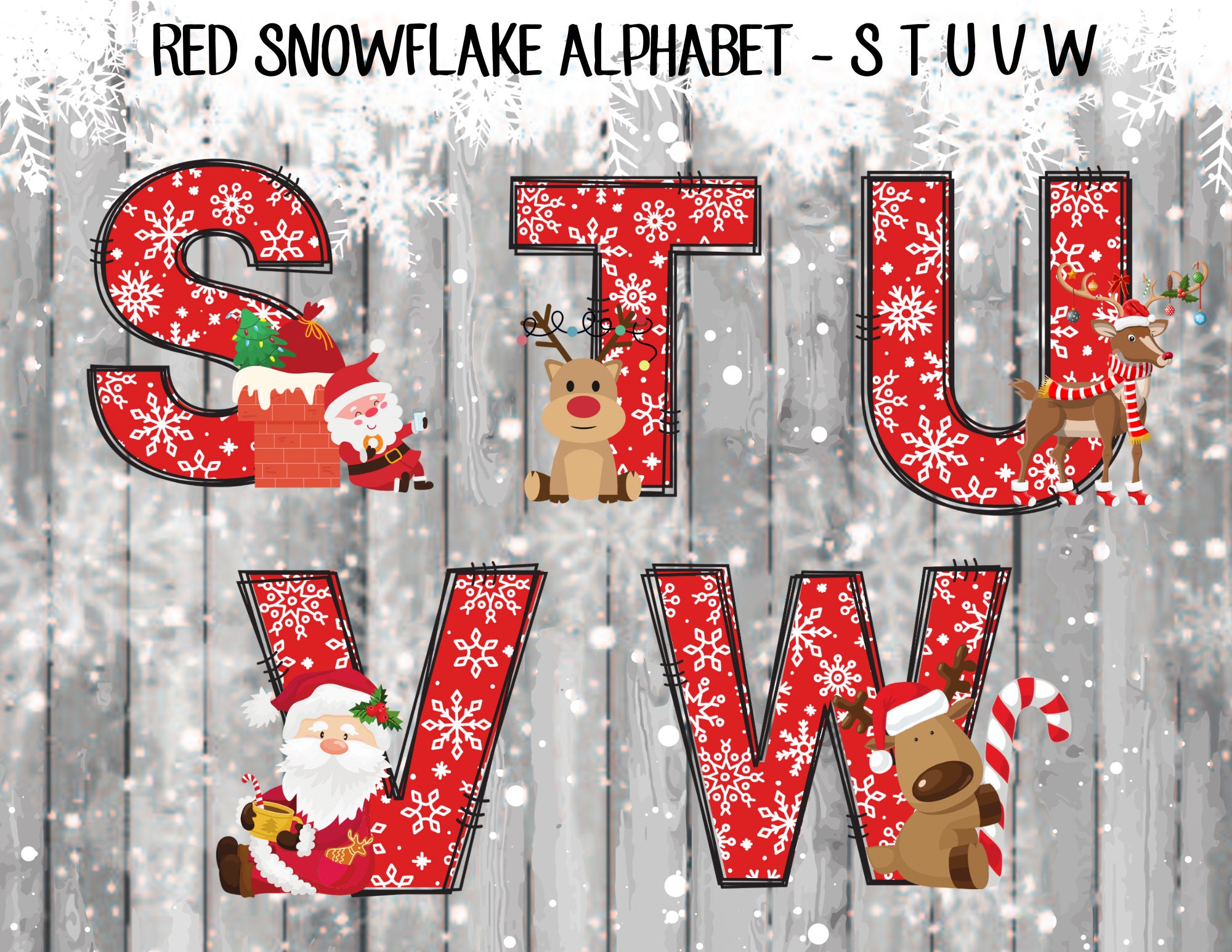 Snowflake Christmas Letters A-Z: PNG Alphabet Set (digital Download) - Etsy