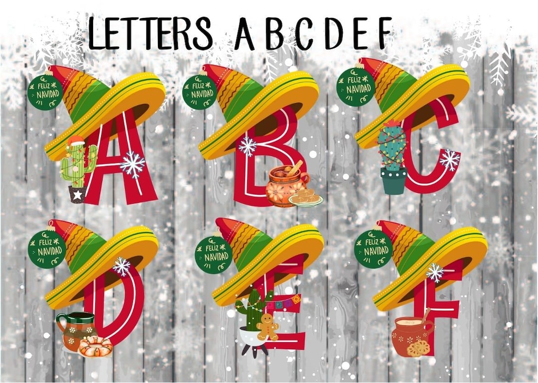Feliz Navidad Alphabet Set: PNG Letters for Sublimation (digital ...