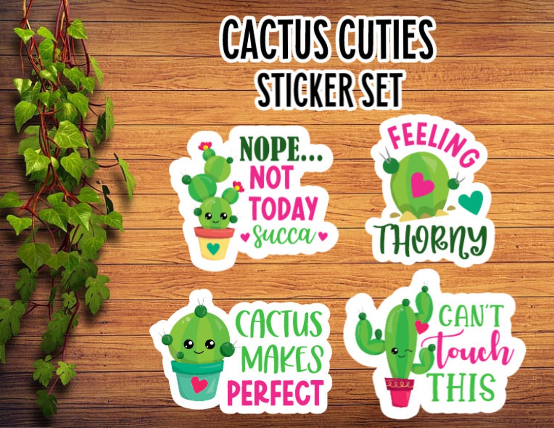 Cactus Cuties Sticker Set: Funny Plant Stickers - Etsy