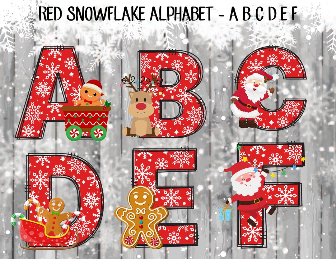 Snowflake Alphabet Set, Digital Alpha Set, PNG Letters for Sublimation ...