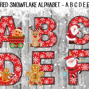 Snowflake Alphabet Set, Digital Alpha Set, PNG Letters for Sublimation ...
