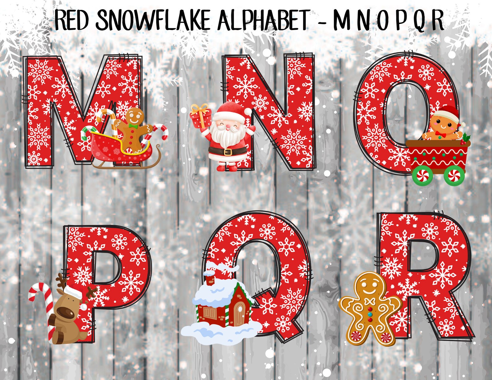Snowflake Christmas Letters A-Z: PNG Alphabet Set (digital Download) - Etsy