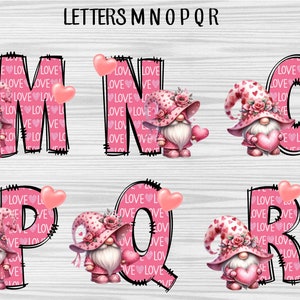 Gnome Alphabet Set, Gnomes, Valentines Day Alphabet, Gnome Alpha Set ...