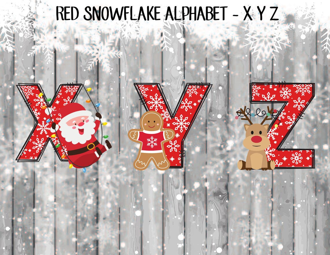 Snowflake Christmas Letters A-Z: PNG Alphabet Set (digital Download) - Etsy