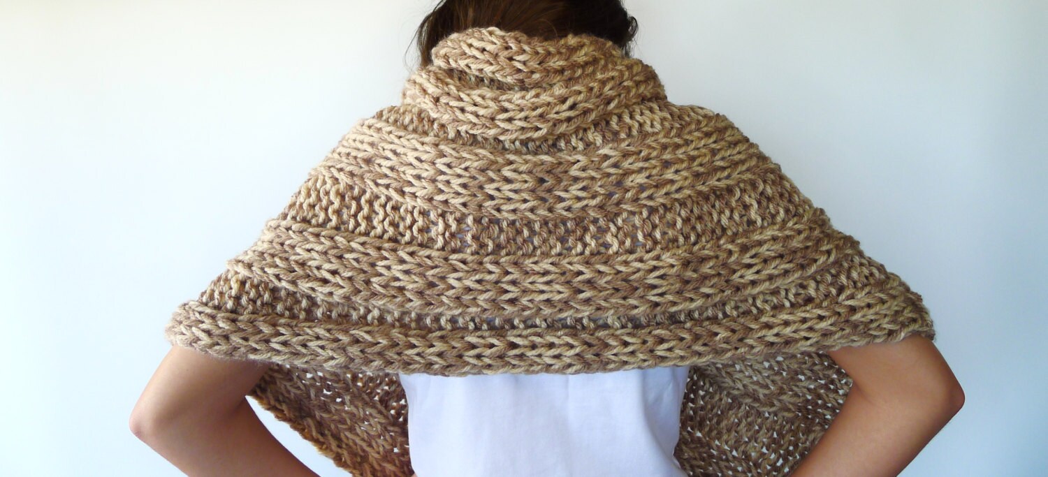 Women's Wool Poncho Knitted Shoulder Wrap Chunky Knit - Etsy