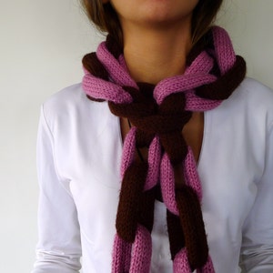 Chain Link Scarf. Brown & Pink Chain Scarf. Unique Handmade Scarves ...
