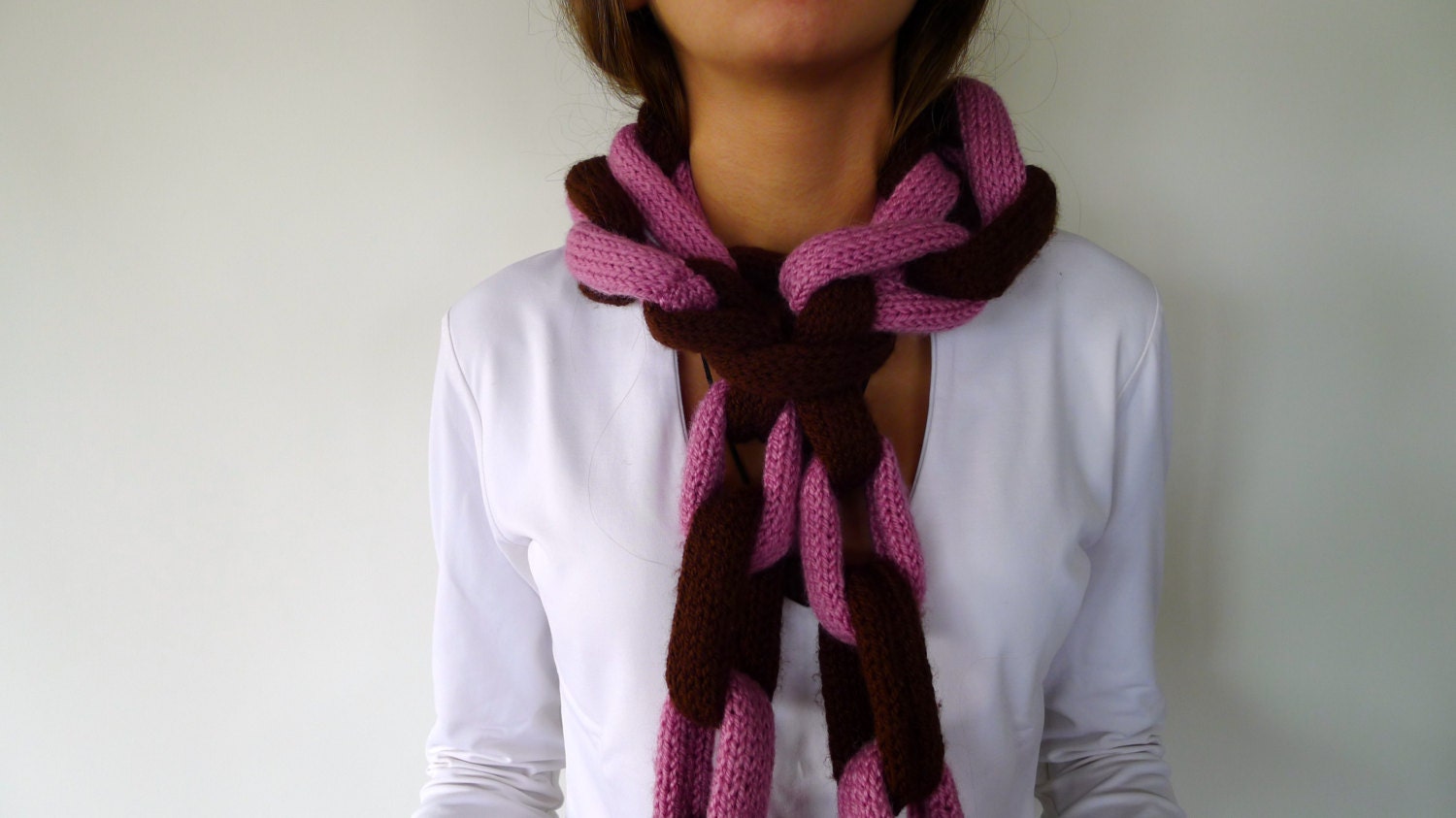 Chain Link Scarf. Brown & Pink Chain Scarf. Unique Handmade Scarves ...